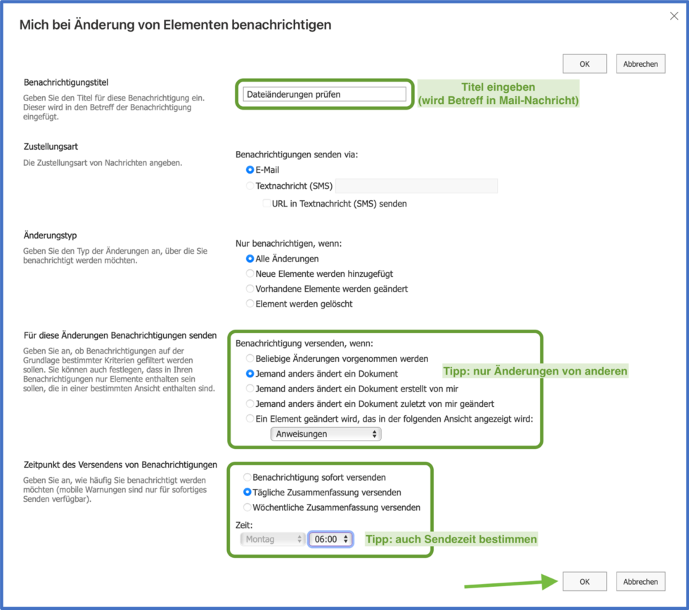Benachrichtigungen in SharePoint erstellen & verwalten | MS-Portal